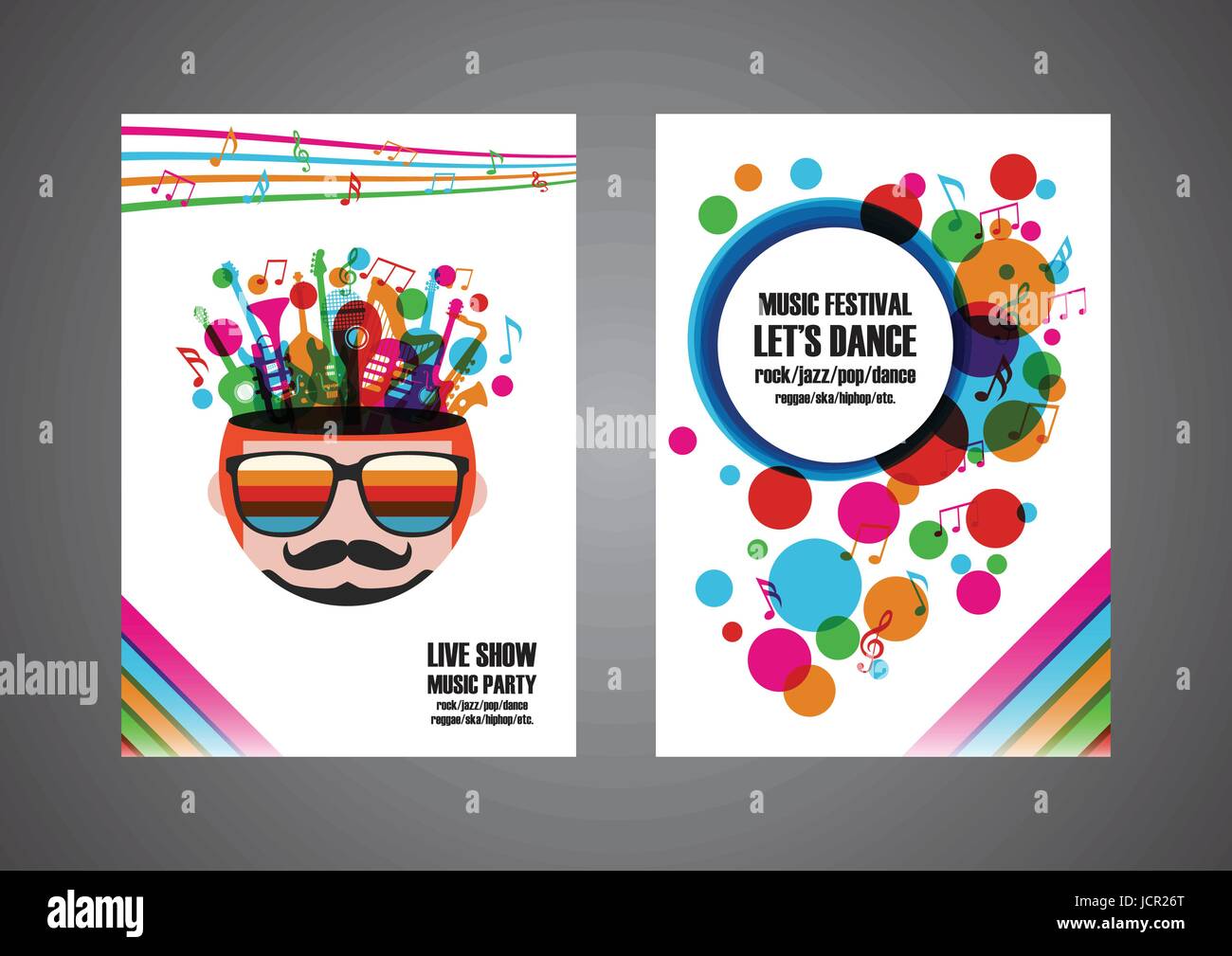 colorful music festival poster, cover design, isolated on white Stock ...