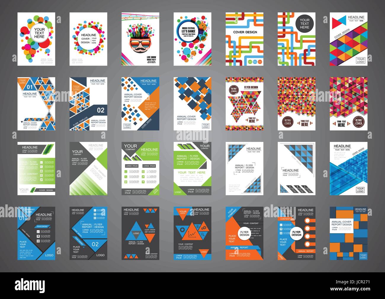 set of retro and modern cover design, brochure template Stock Vector ...