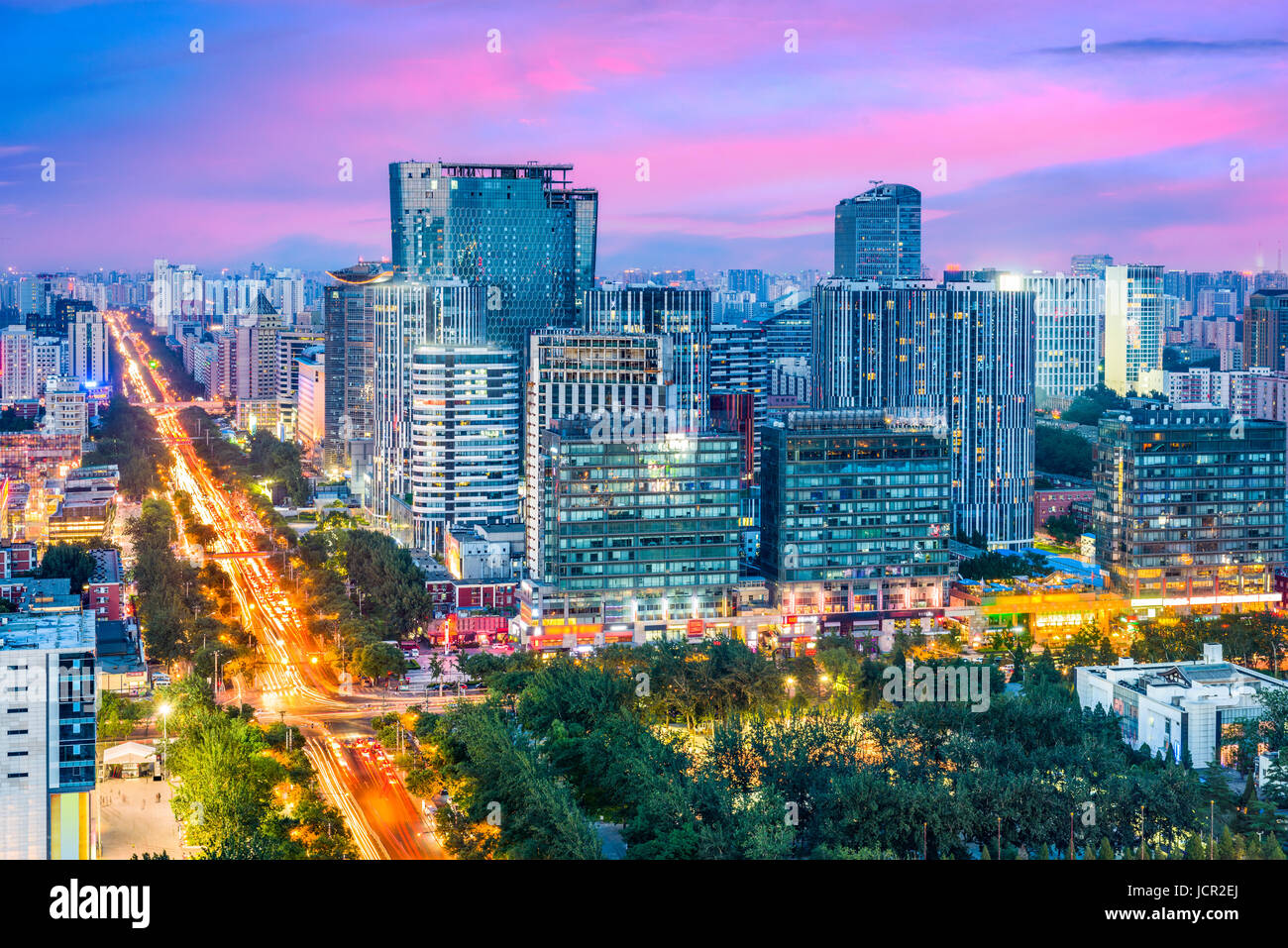 Beijing, China modern financial district skyline at dusk Stock Photo ...
