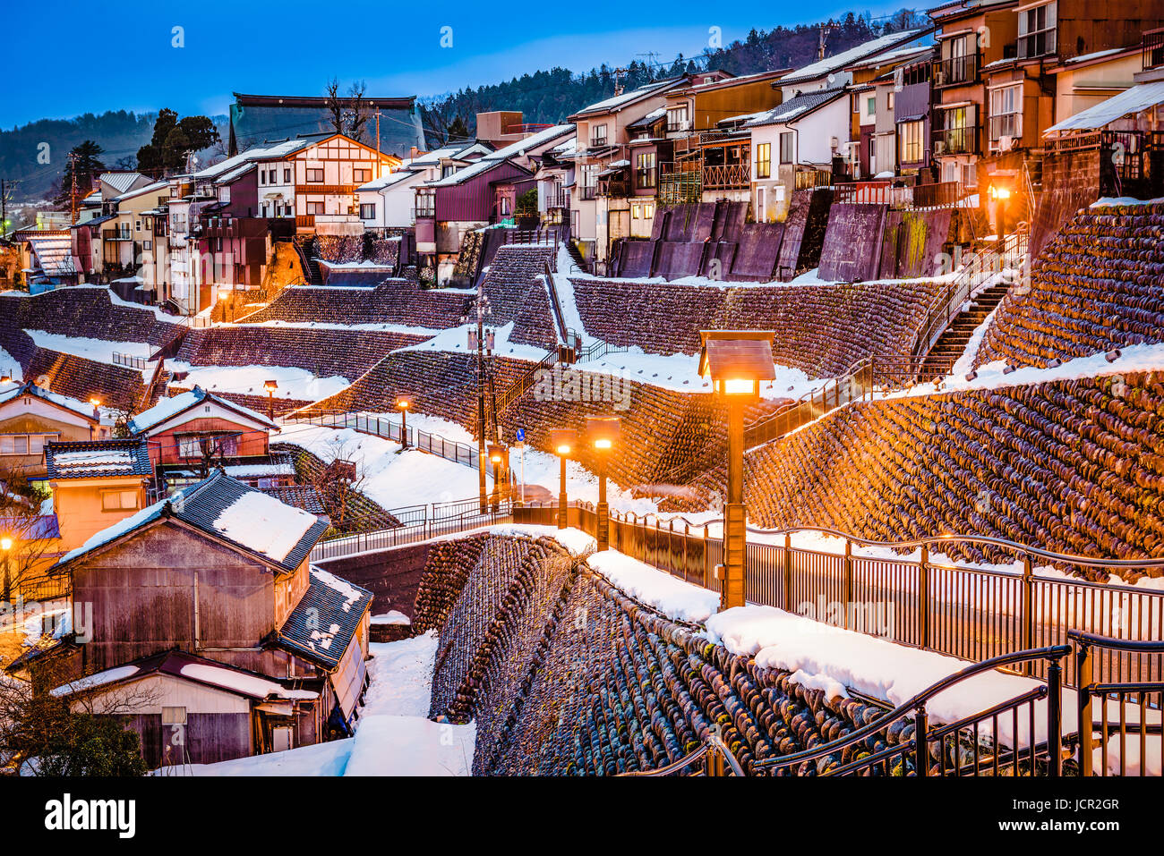 Yatsuo, Toyama, Japan town skyline Stock Photo - Alamy