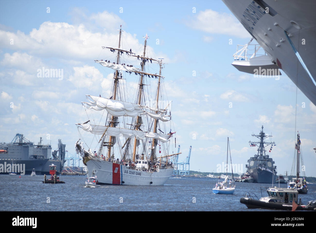 The U.S. Coast Guard barque training cutter tall ship USCG Eagle sails ...