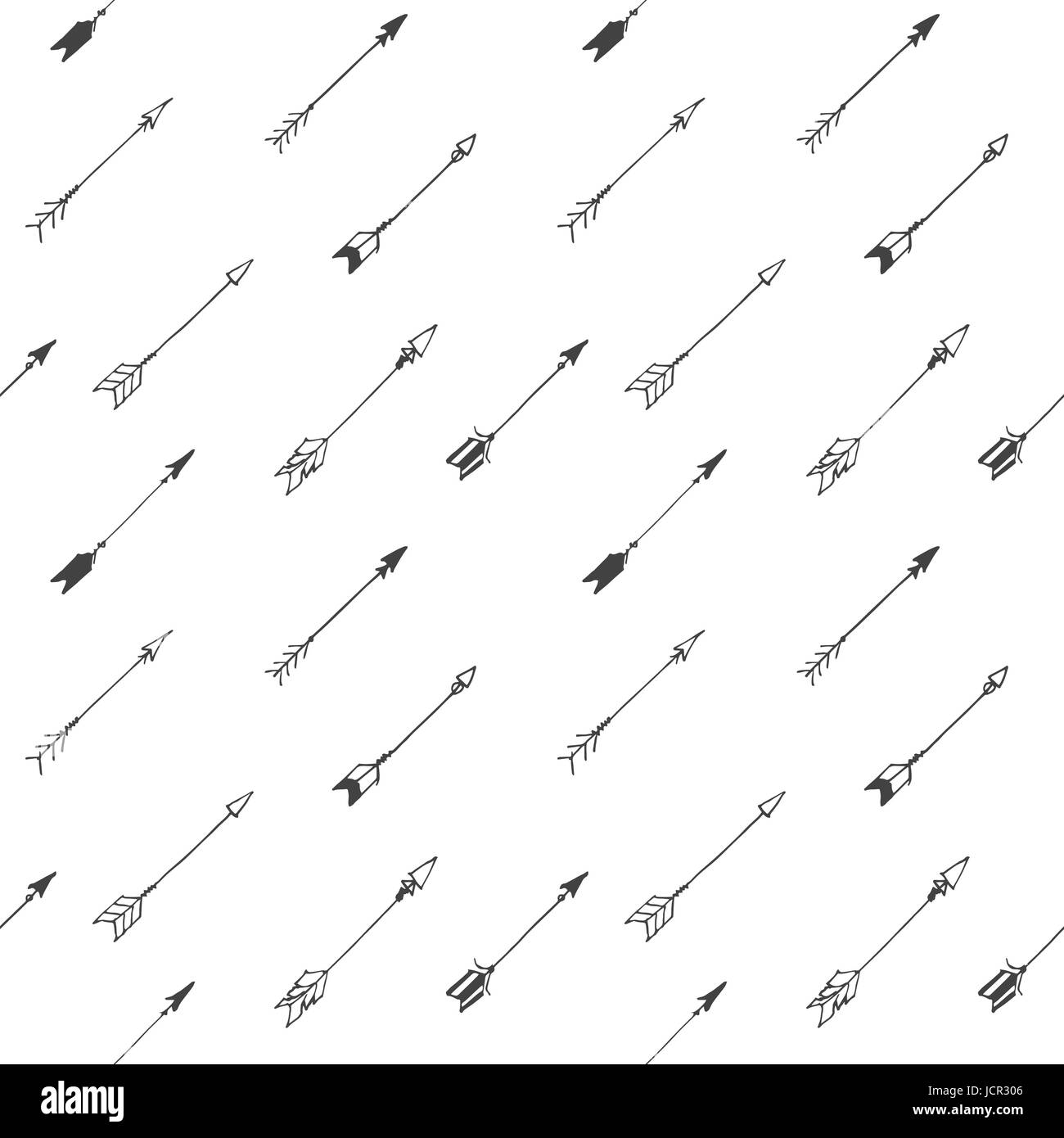 Seamless pattern with hand drawn flying arrows on white background ...