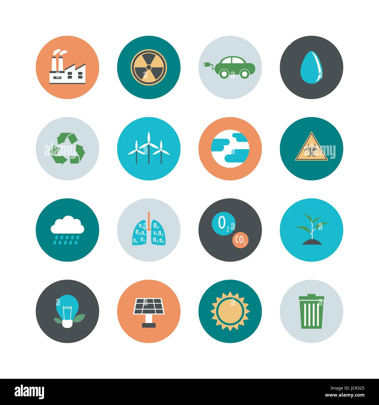 set of environment icon renewable concept, flat style Stock Vector ...