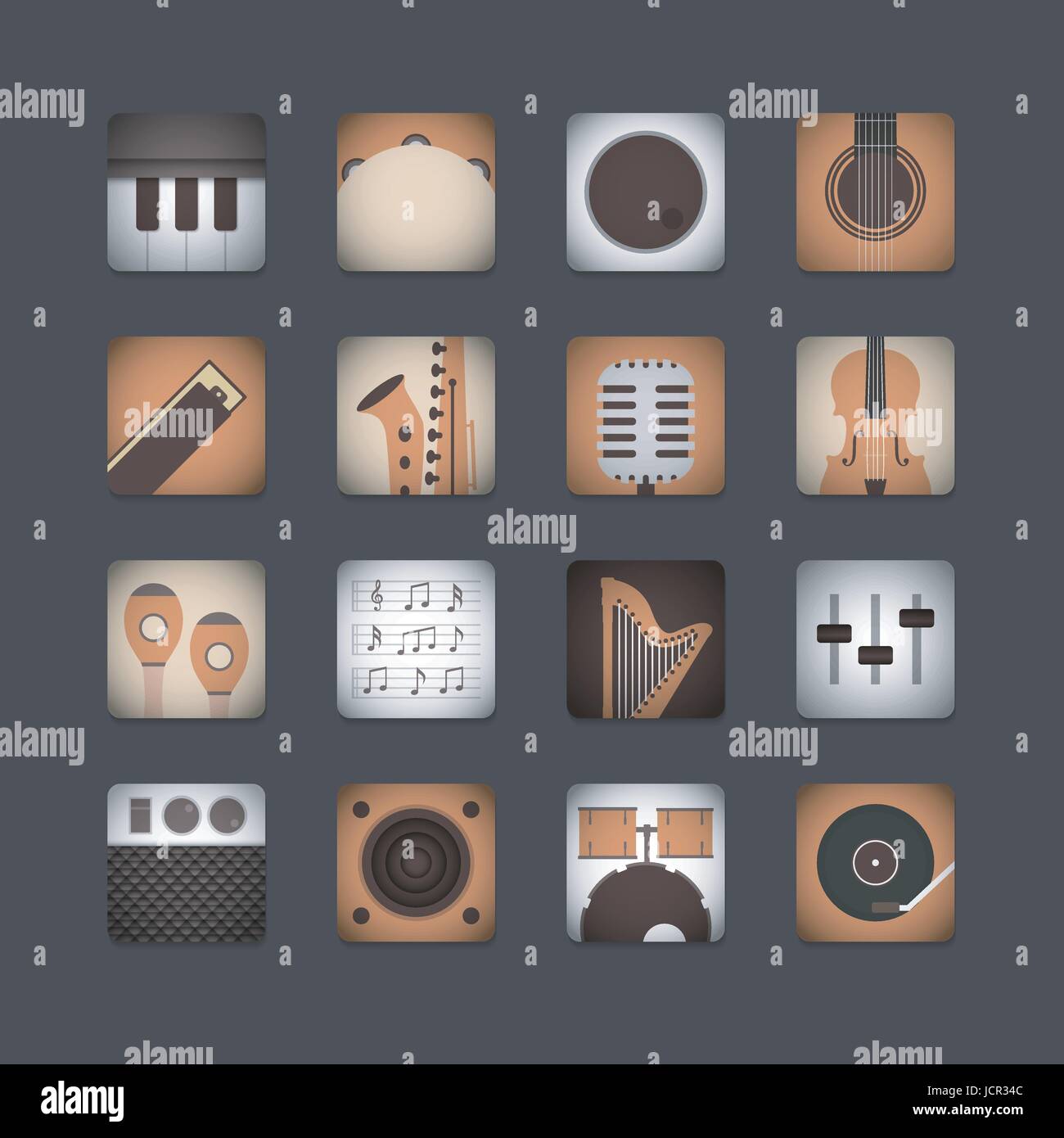 set of 3d classical music instrument icon, retro style Stock Vector ...