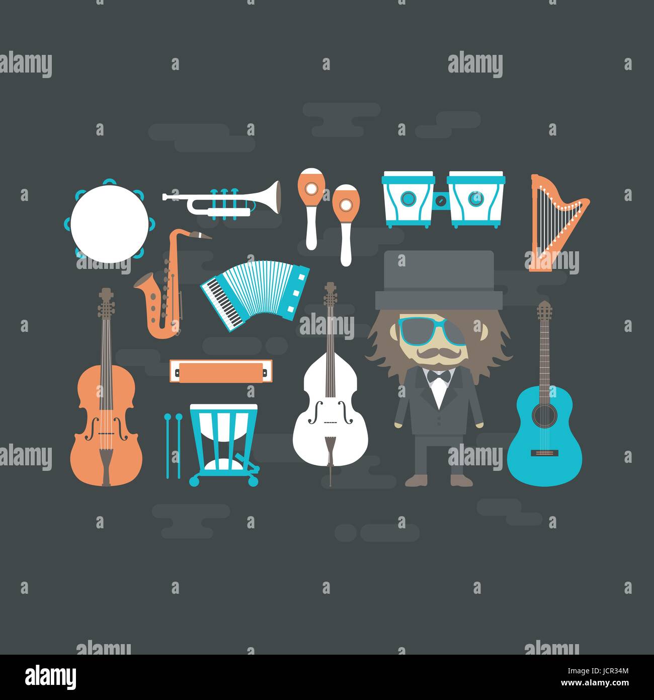 set of classical music instrument icon, retro style Stock Vector Image ...