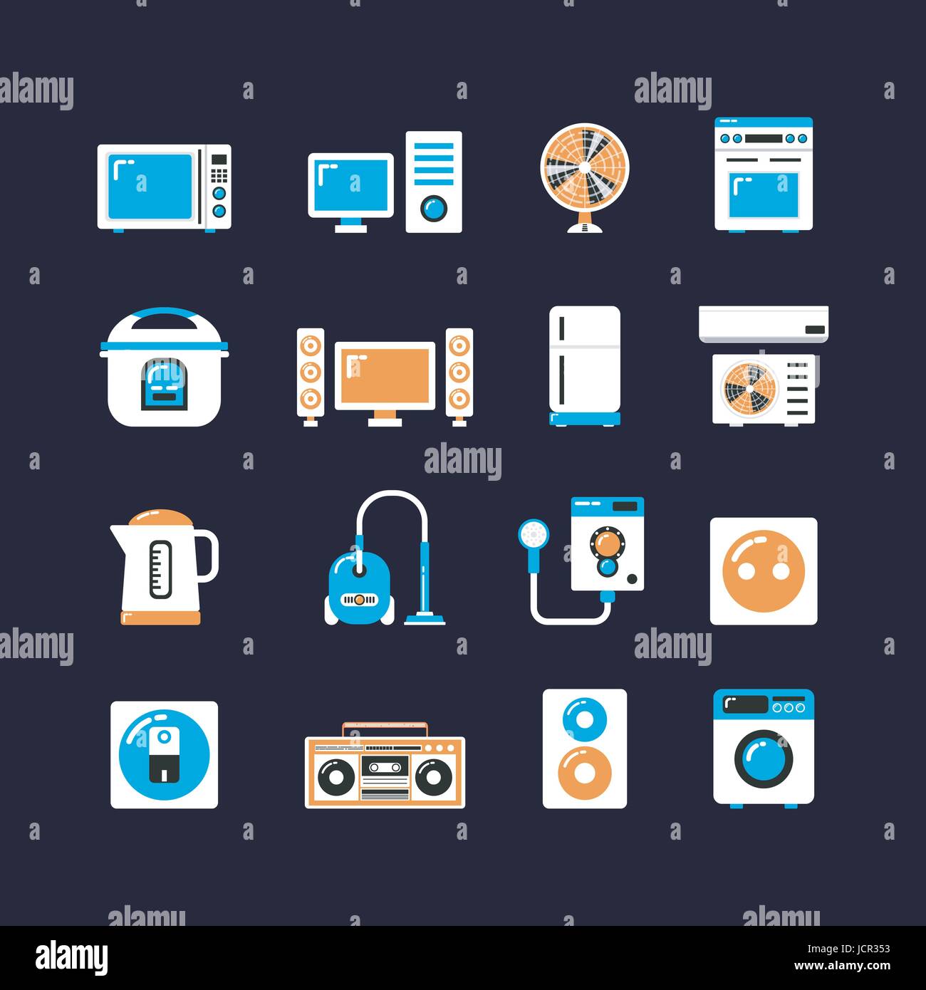 set of electrical machine flat icon, household appliances Stock Vector ...