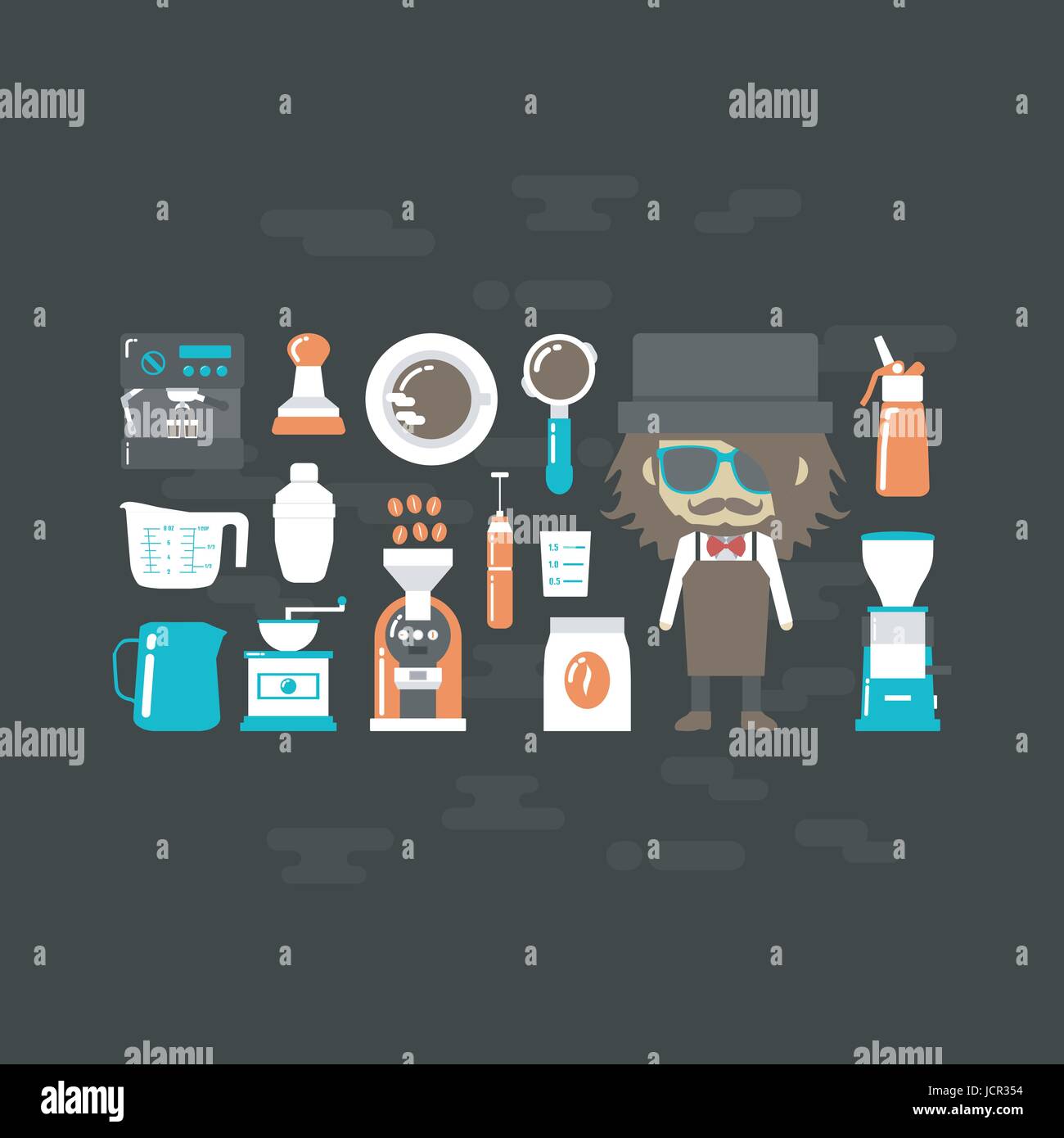 set of barista tool, flat style Stock Vector Image & Art - Alamy