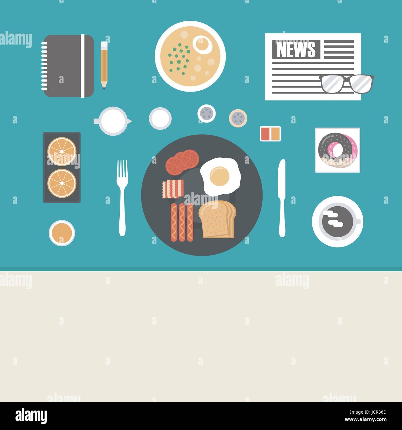 breakfast on table, above scene, retro style Stock Vector Image & Art ...