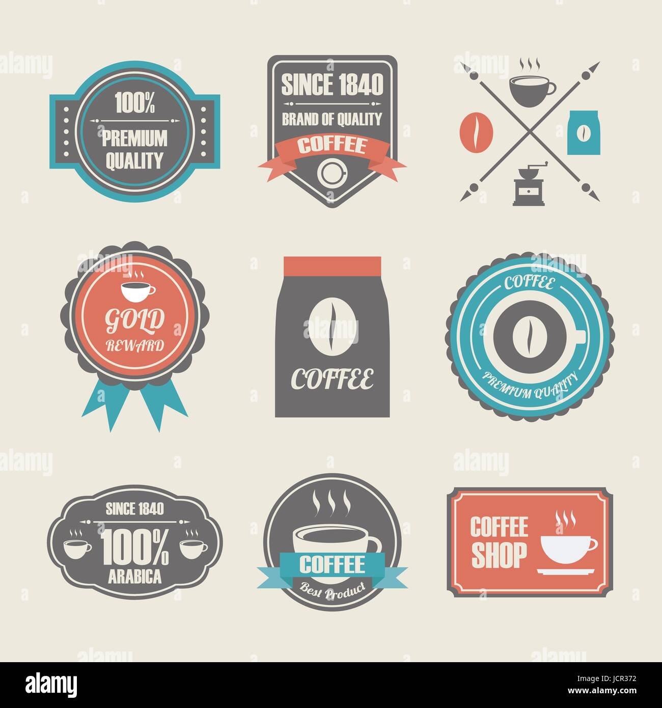set of retro coffee label, vintage style Stock Vector Image & Art - Alamy