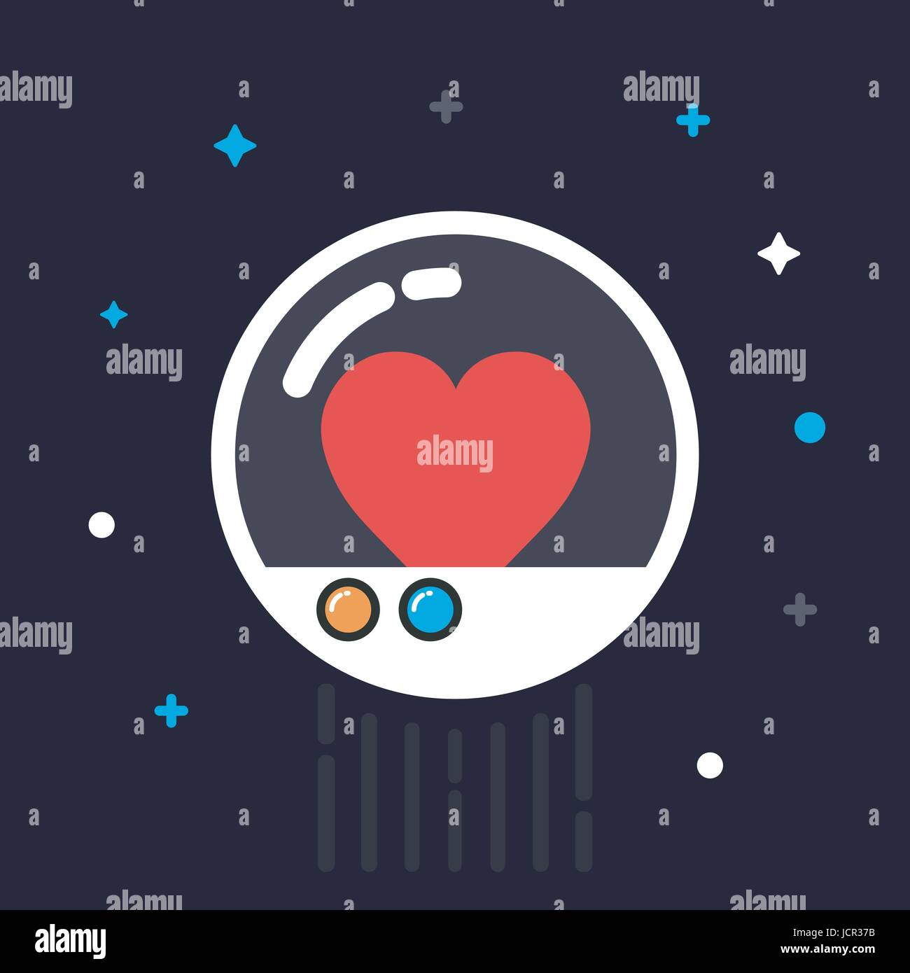 heart in capsule alone in the universe, metaphor concept Stock Vector ...