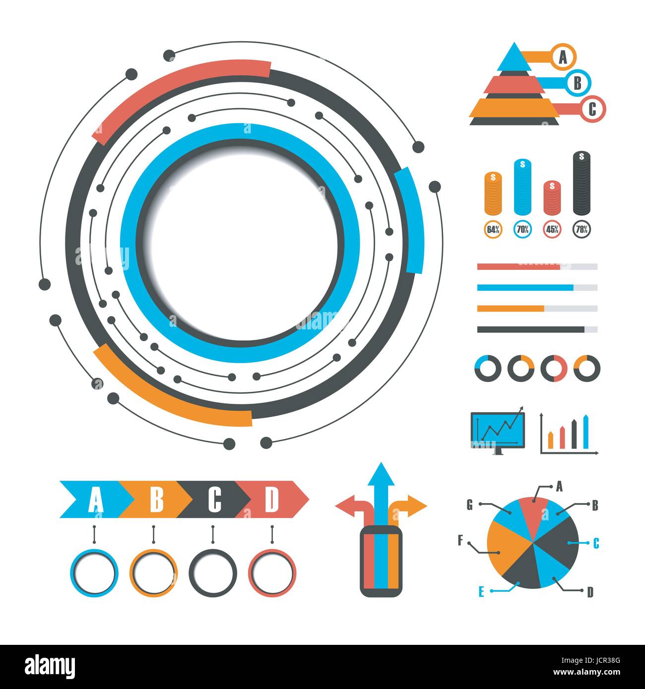 colorful flowchart infographic, isolated on white background Stock ...