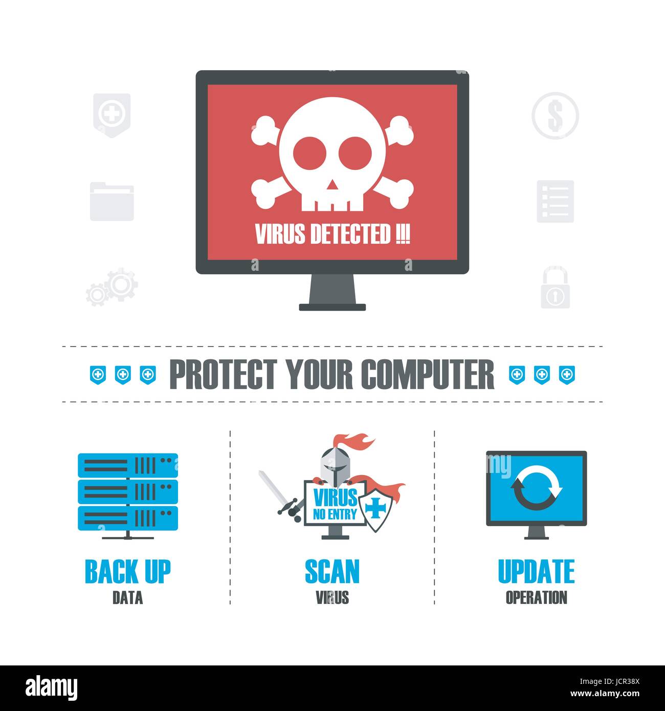 virus detected infographic, isolated on white background Stock Vector ...
