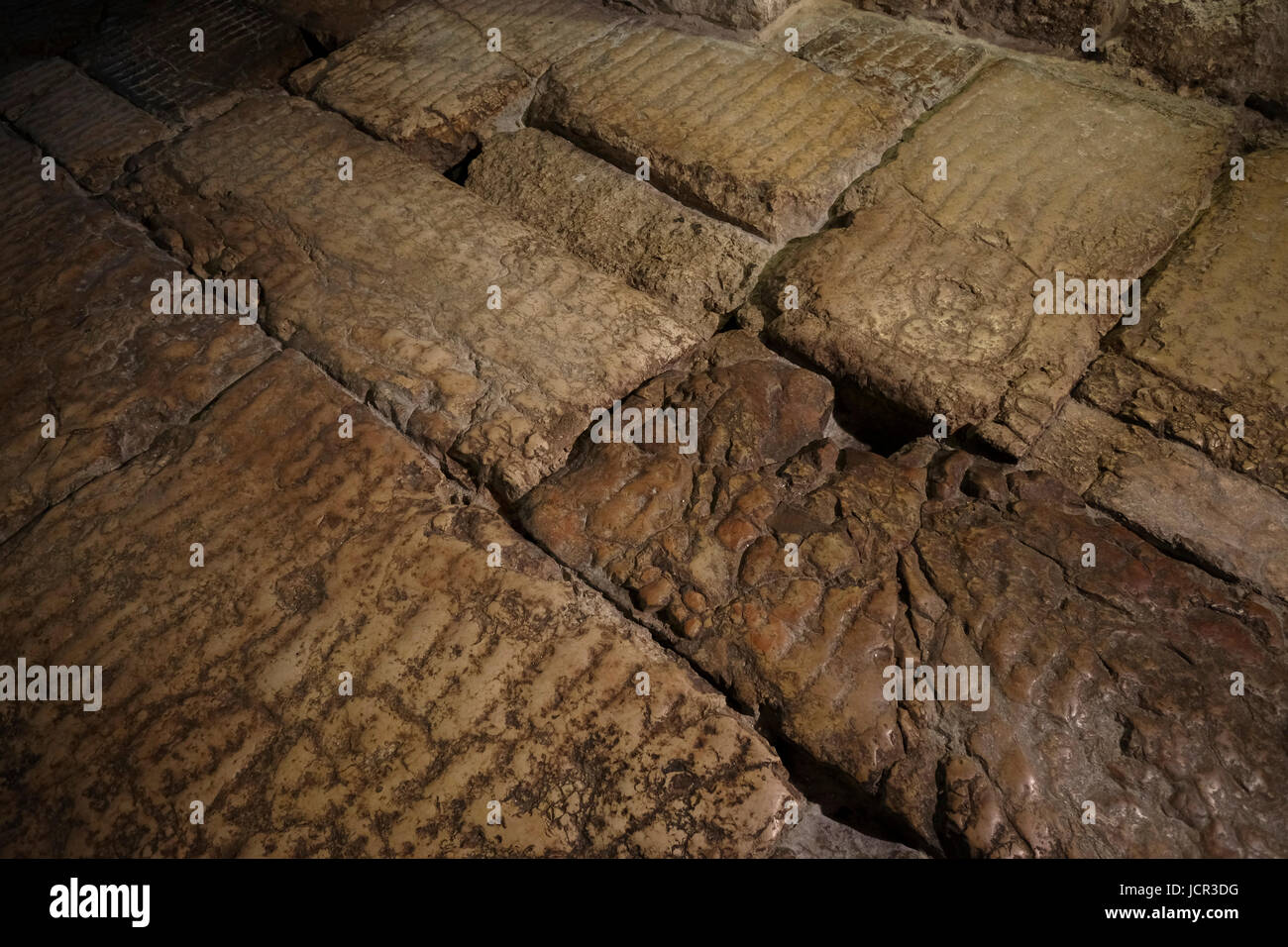 Ancient stone pavement built in the 1st century CE by Roman emperor ...
