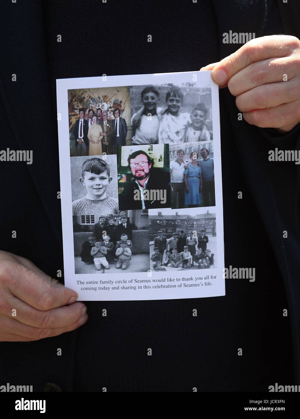 A mourner holds an order of service during the funeral of Disappeared ...