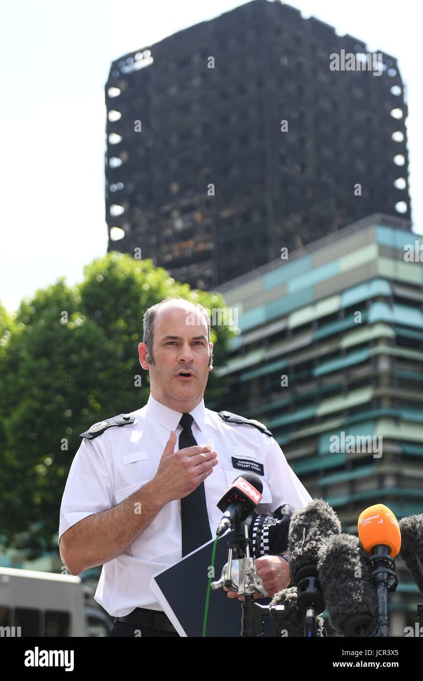 Metropolitan Police Commander Stuart Cundy speaking to the media near ...