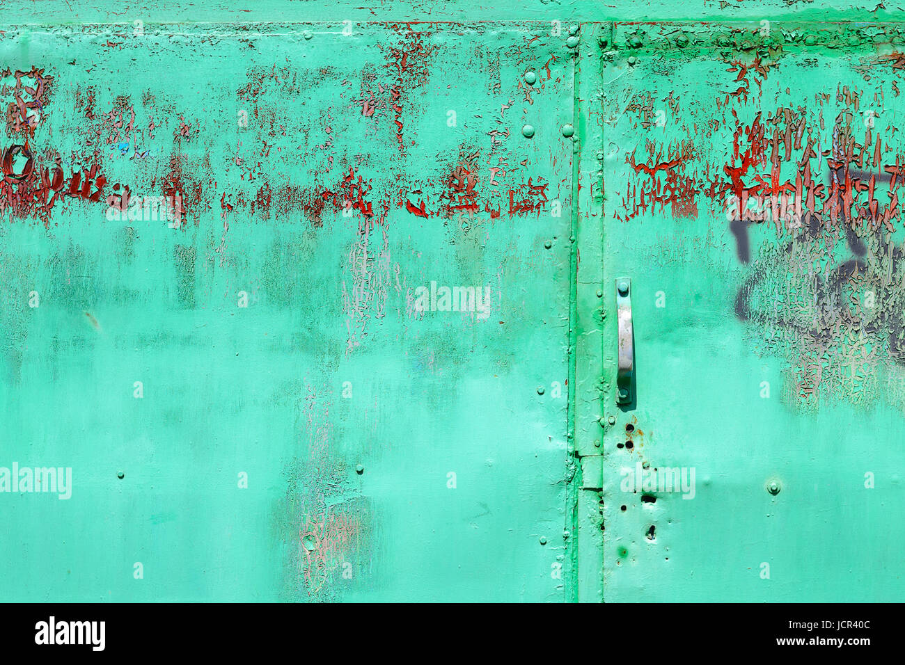 Old green metal door texture for background Stock Photo - Alamy