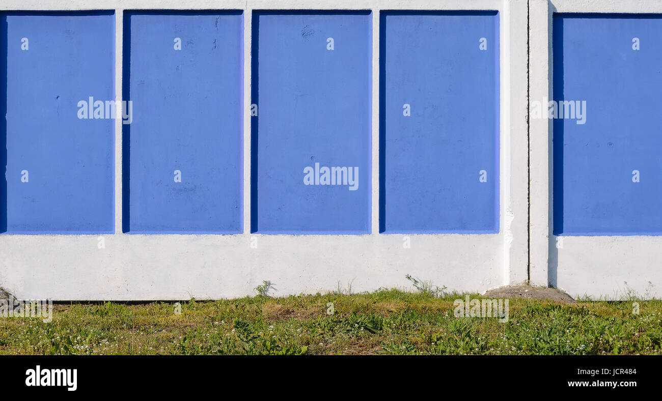 Blue and white concrete fence. Abstract empty background Stock Photo ...
