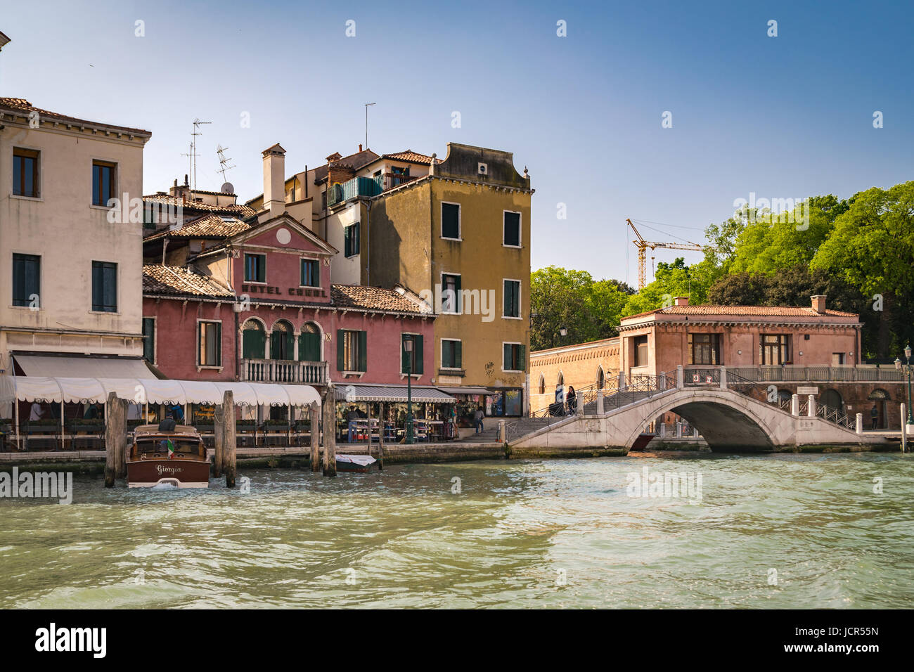 Venice, Italy - April 23, 2017: Historic buildings on the banks of the ...
