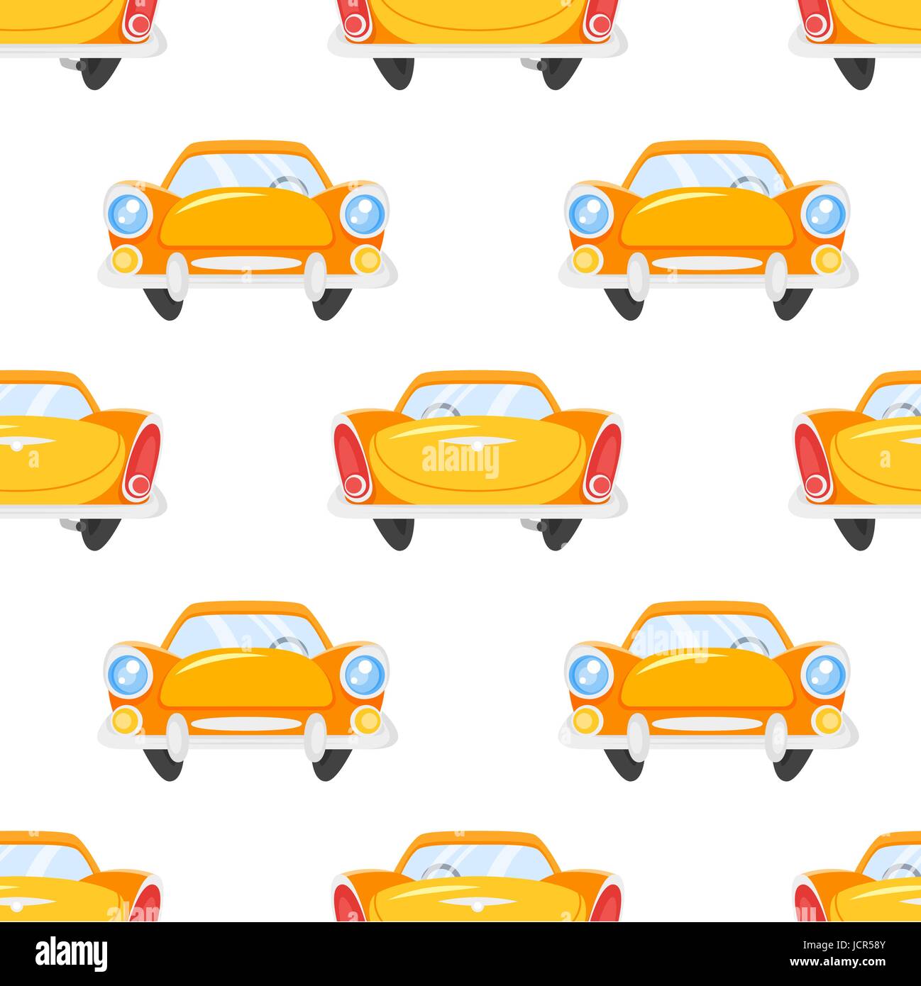 Vector flat style seamless pattern of retro yellow car. Isolated on ...