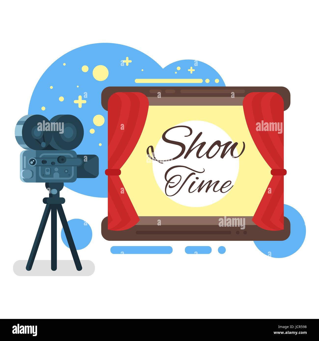 Vector flat style illustration of old cinema with inscription "Show ...