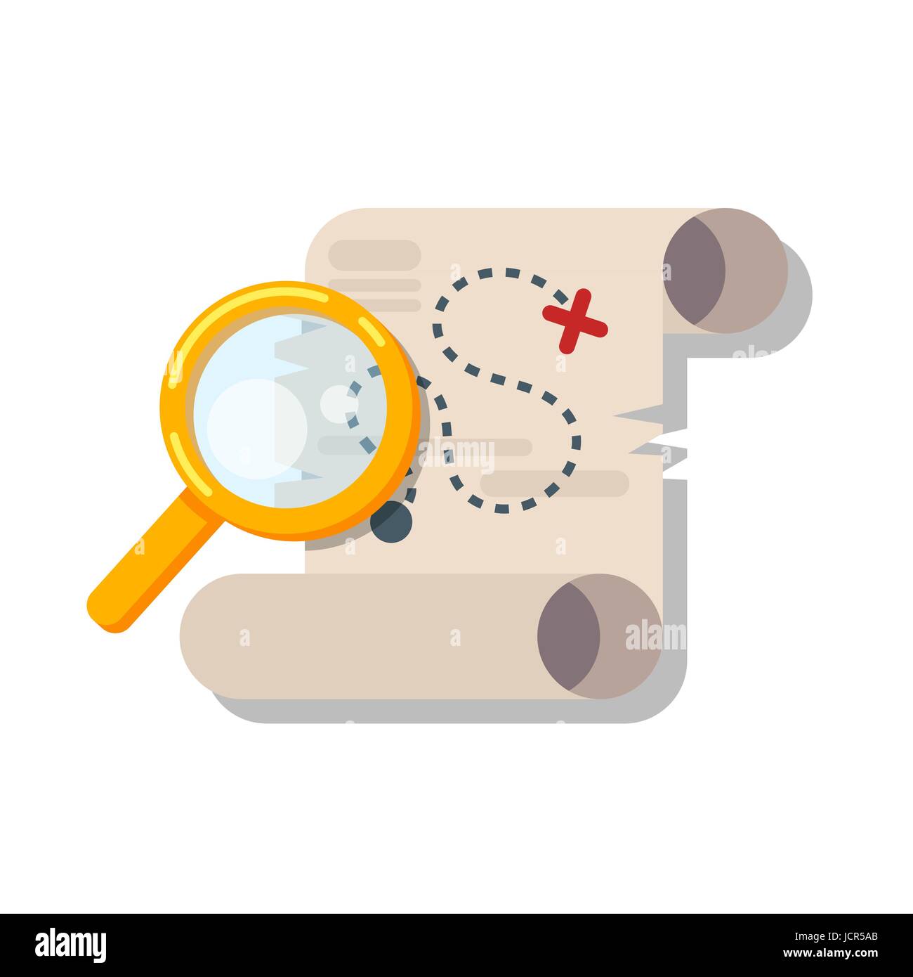 Vector flat style illustration of treasure map. Isolated on white ...