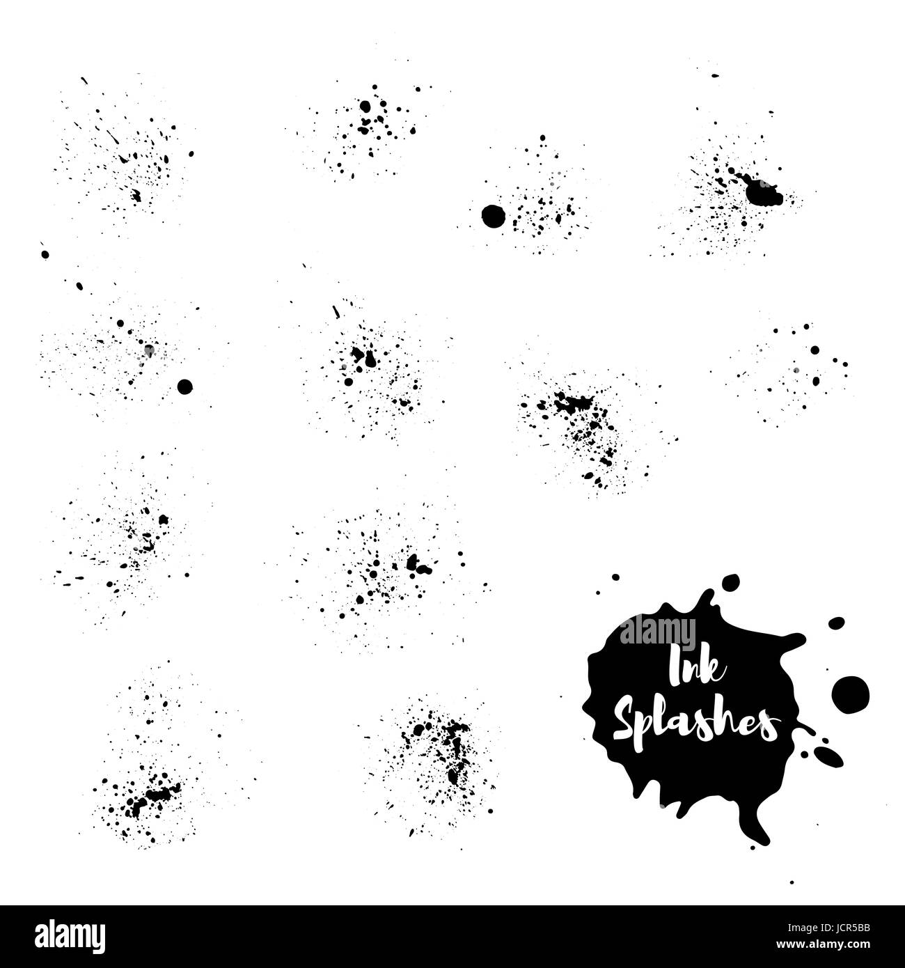 Vector illustration set of ink splash. Hand painted grunge background ...