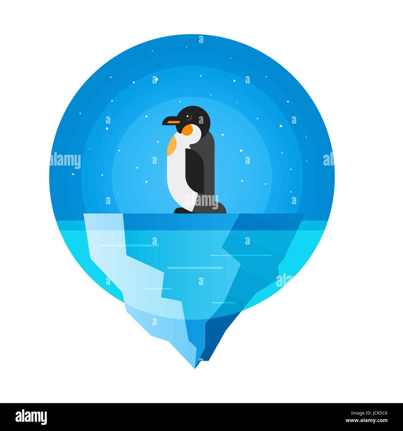 Vector flat style illustration of penguin. Isolated on white background ...