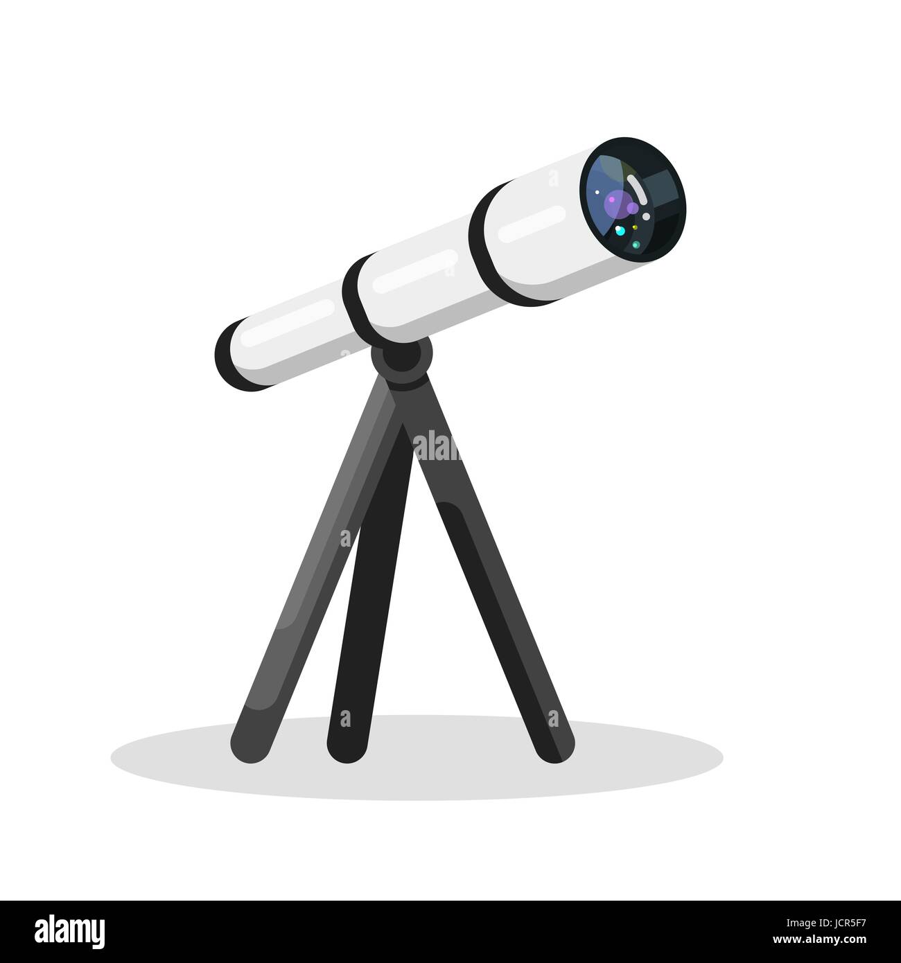 Vector flat style illustration of telescope isolated on white ...