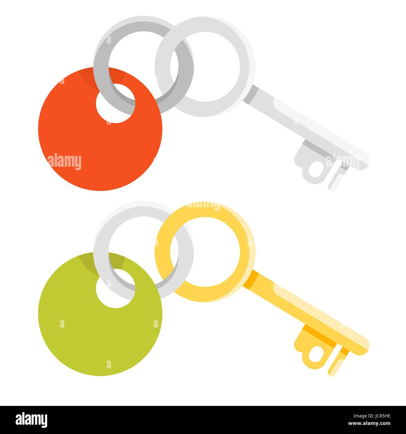 Vector flat style illustration of golden and metal keys. Icon for web ...