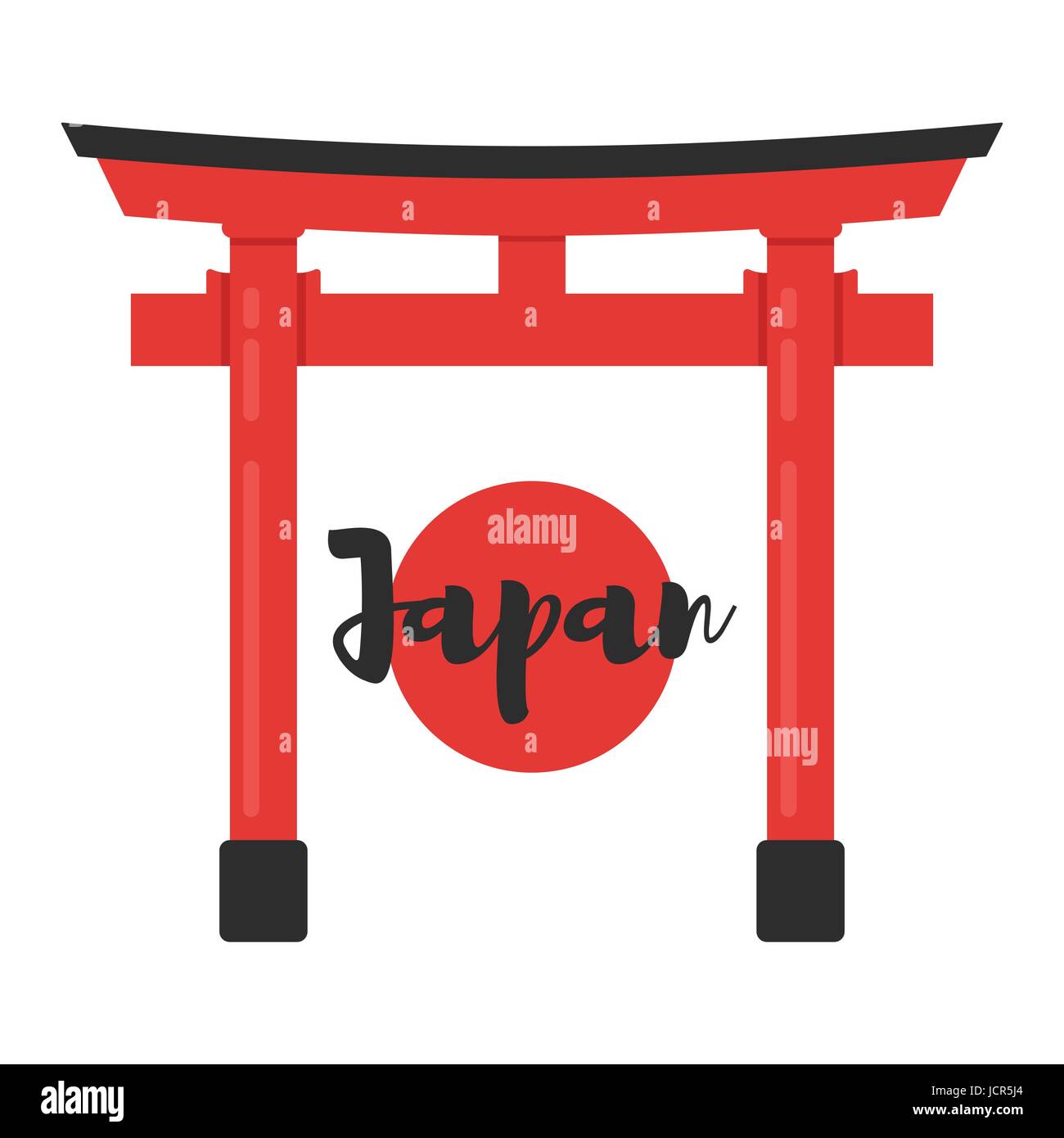 Vector flat style illustration of Japanese traditional gate. Icon for ...