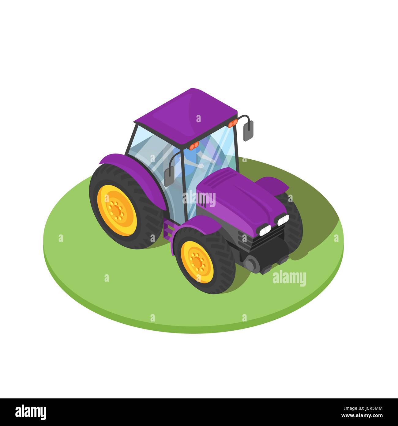 Vector 3d isometric illustration of tractor with driver inside ...