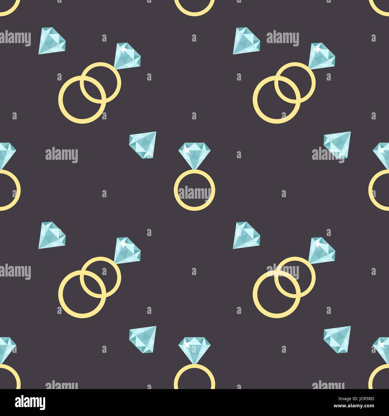 Vector seamless pattern with diamonds and luxury golden rings Stock ...