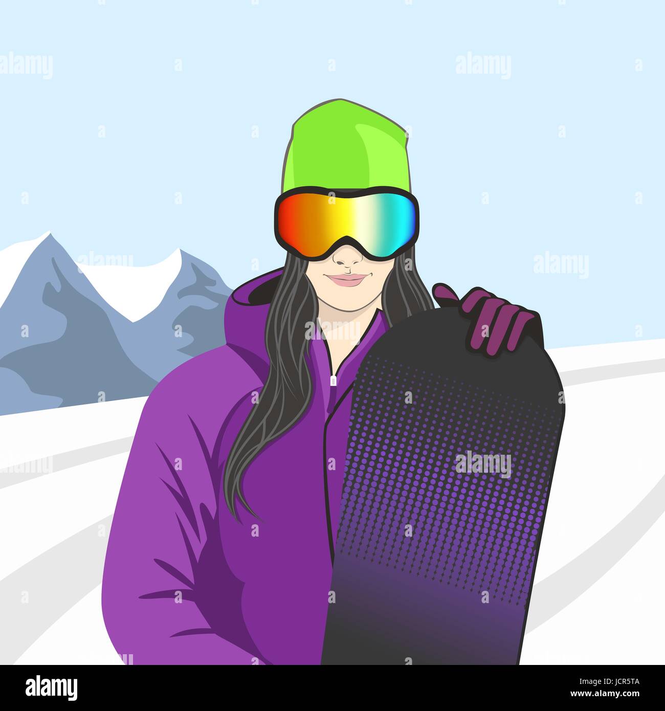 Vector illustration of a snowboarder girl Stock Vector Image & Art - Alamy