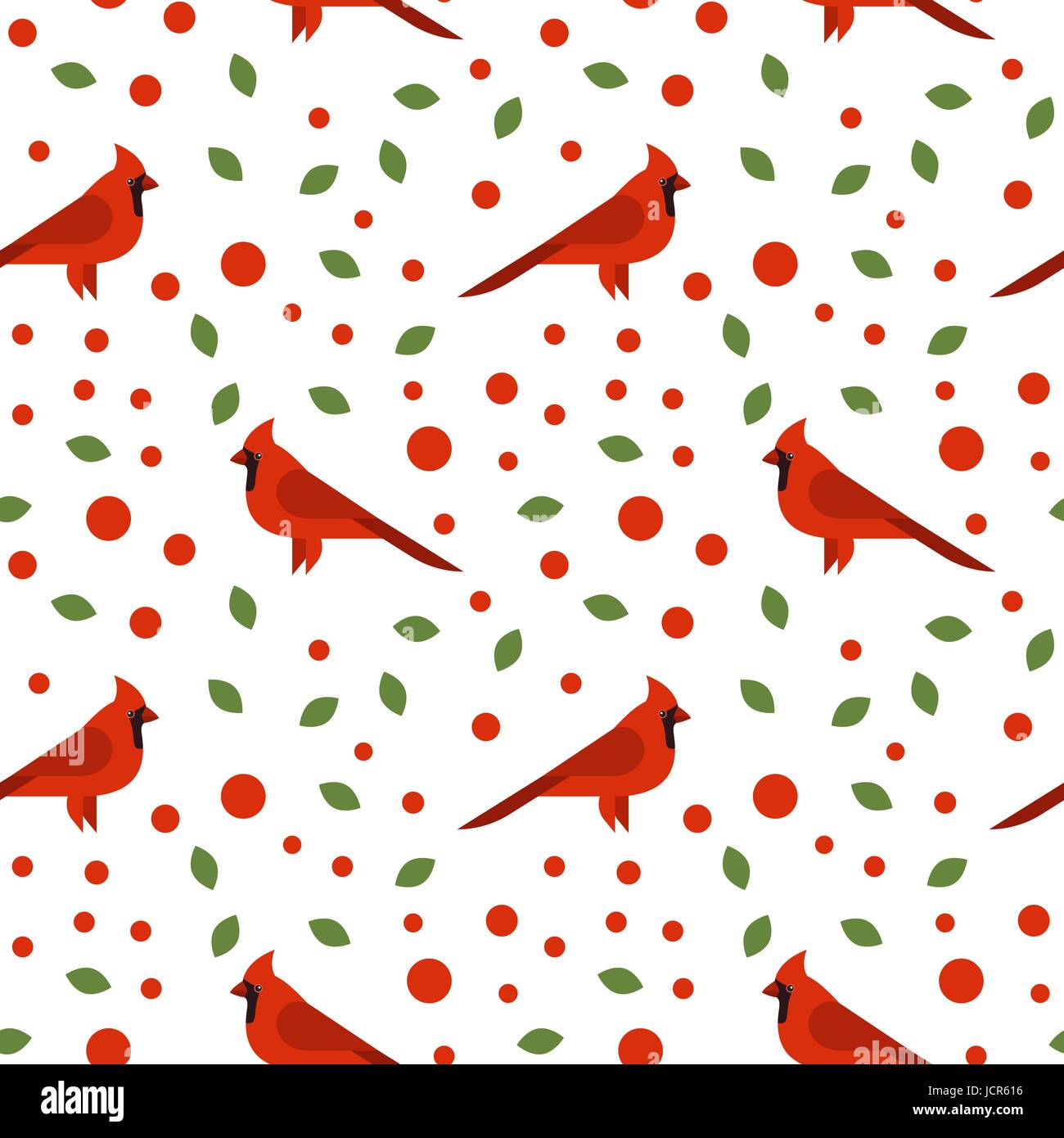 Vector seamless pattern with beautiful cardinals Stock Vector Image ...