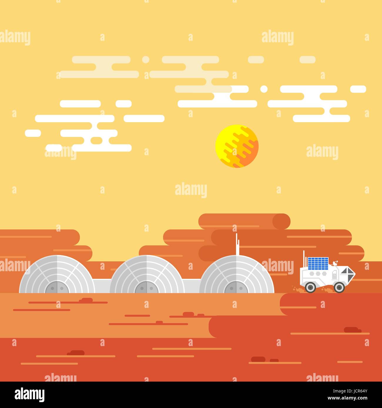 Vector illustration of human base on Mars in a daytime Stock Vector ...