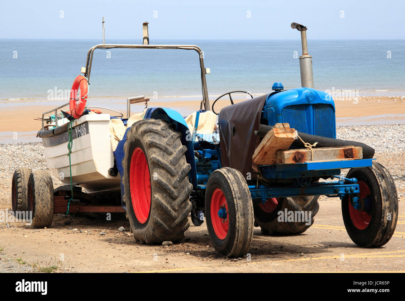 Tractor used for hauling fishing boats to and from the sea, Cromer ...