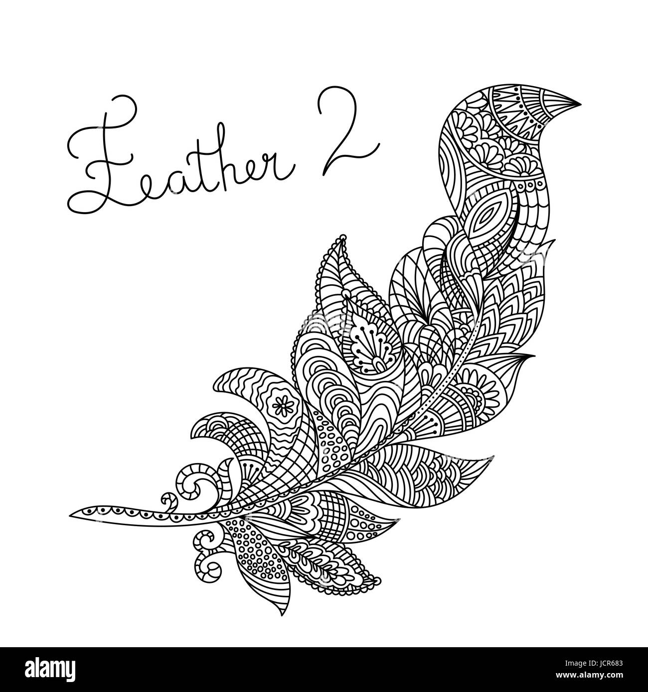 Hand drawn doodle zentangle feather hi-res stock photography and images ...