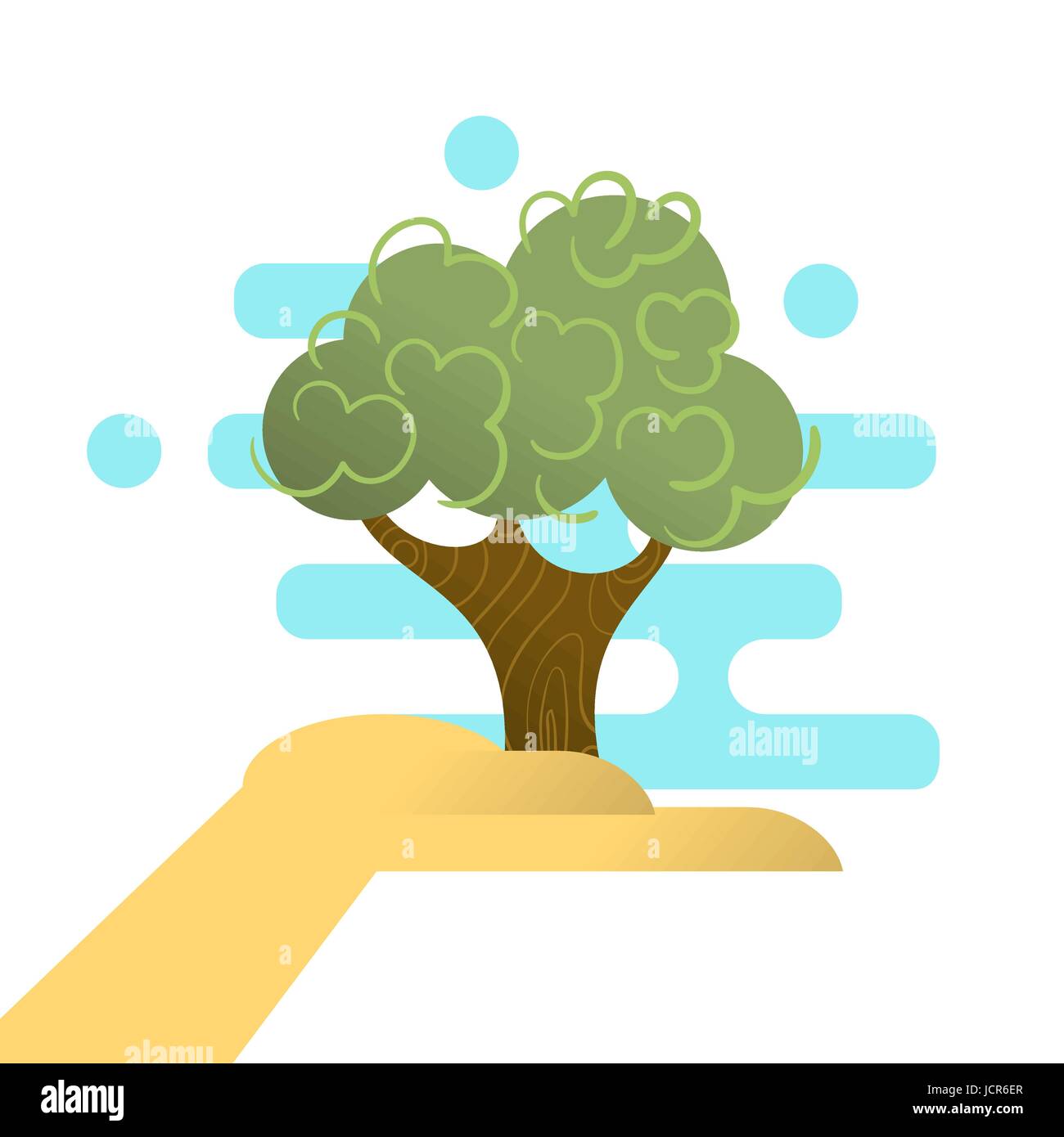 Vector illustration of abstract hand holding tree. Concept for forest ...