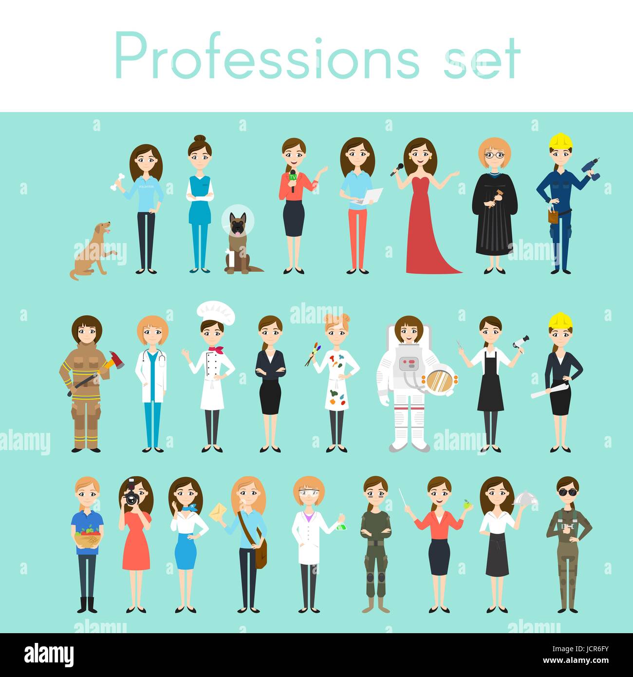 Volunteer women character Stock Vector Images - Alamy