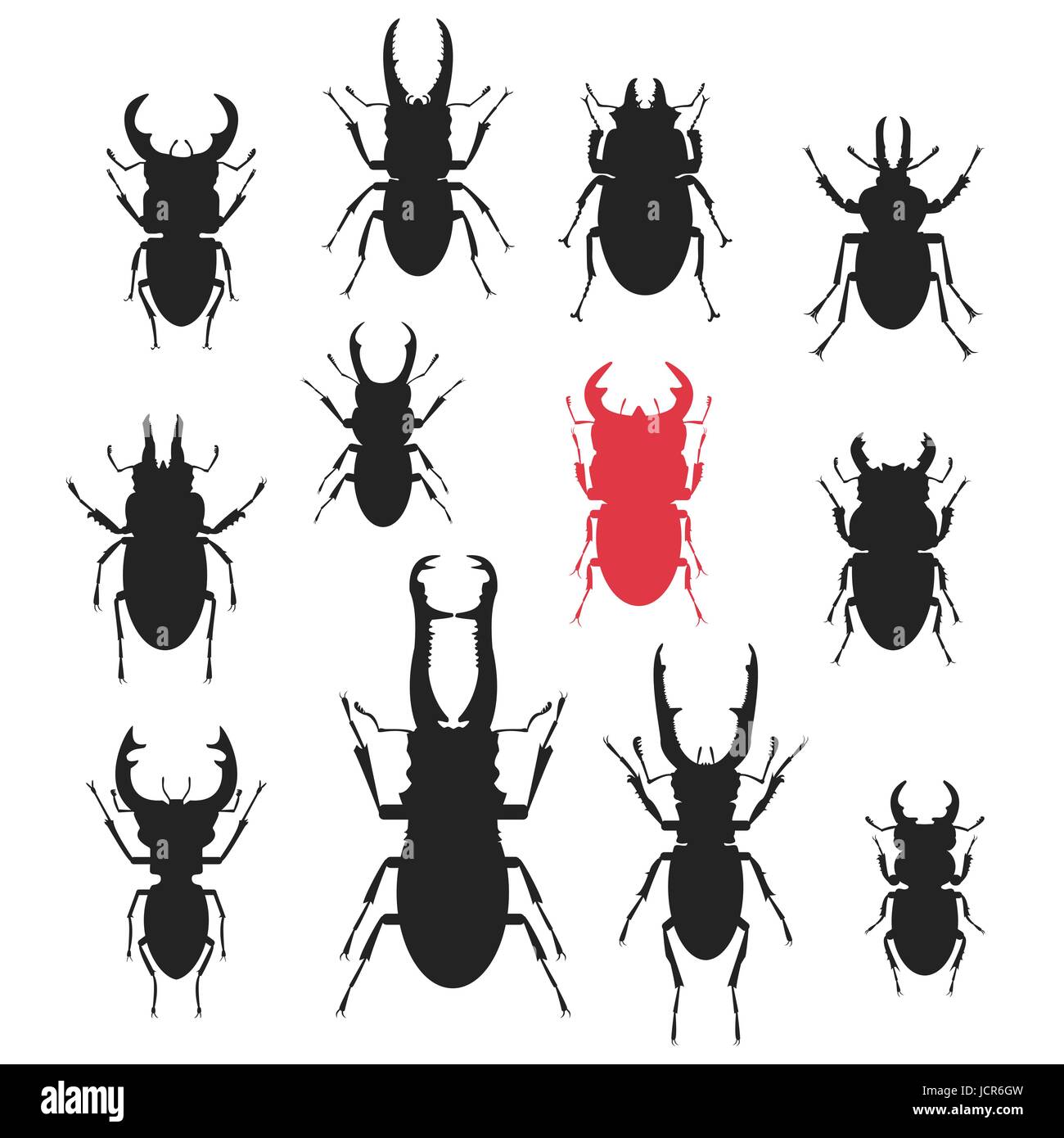 Vector silhouettes of different kinds of Stag beetles Stock Vector ...