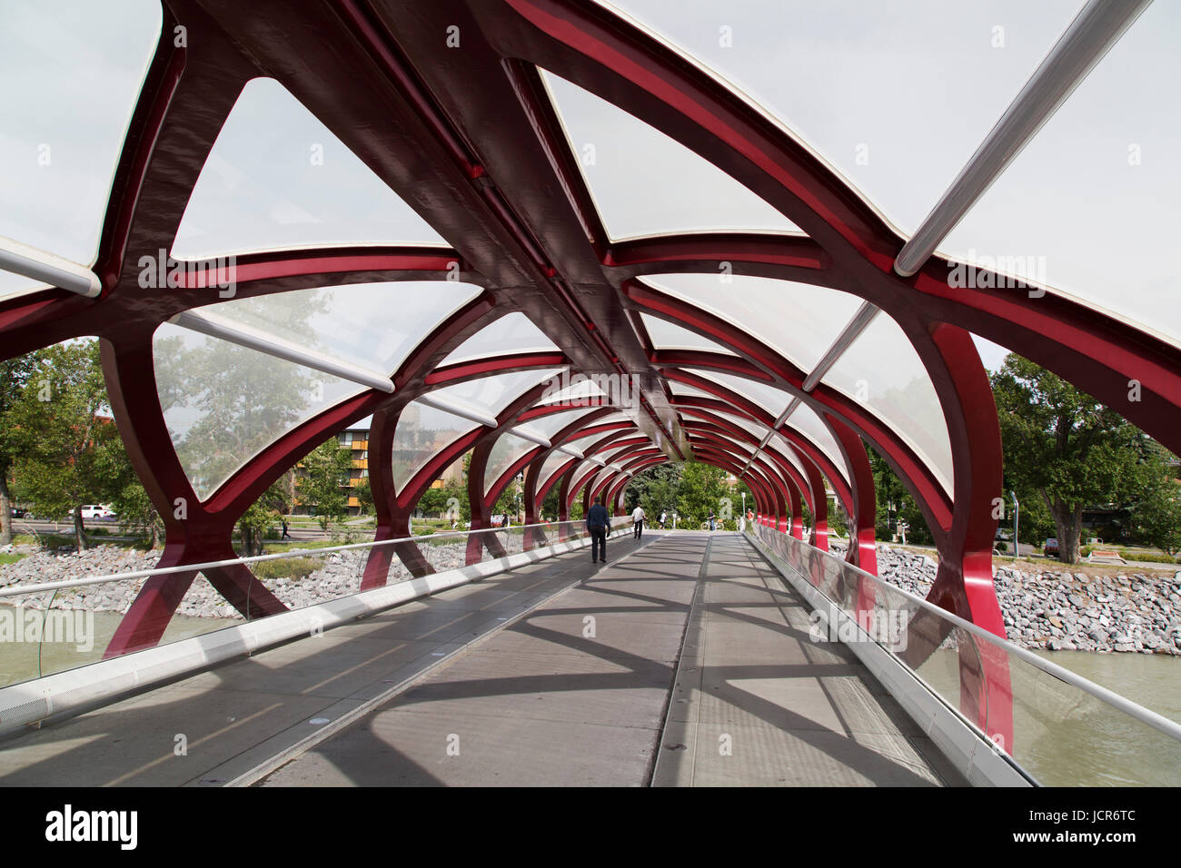 The Peace Bridge in Calgary, Canada. The bridge, designed by architect ...