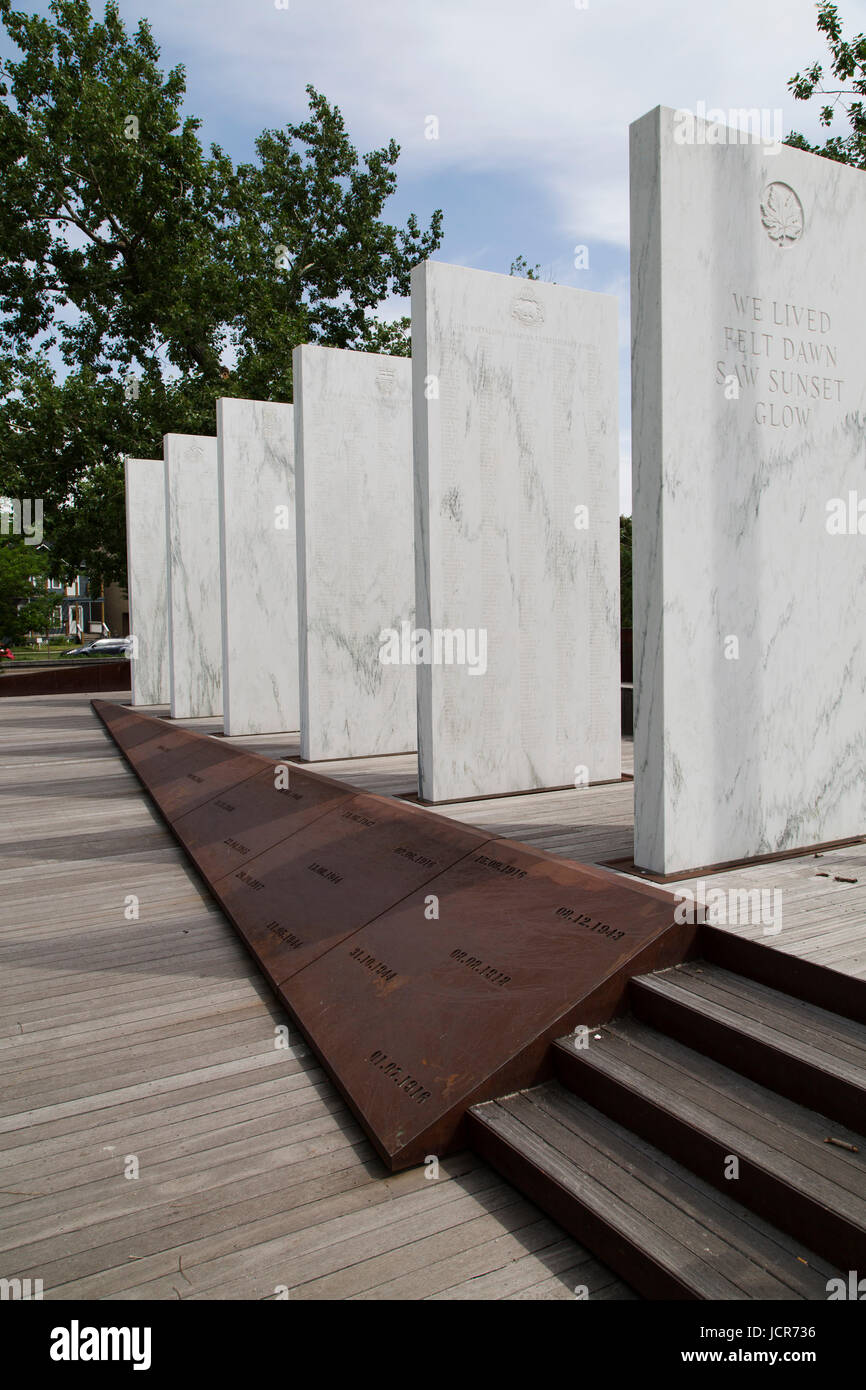 War Memorial in Calgary, Canada. The monument stands on Memorial Drive ...