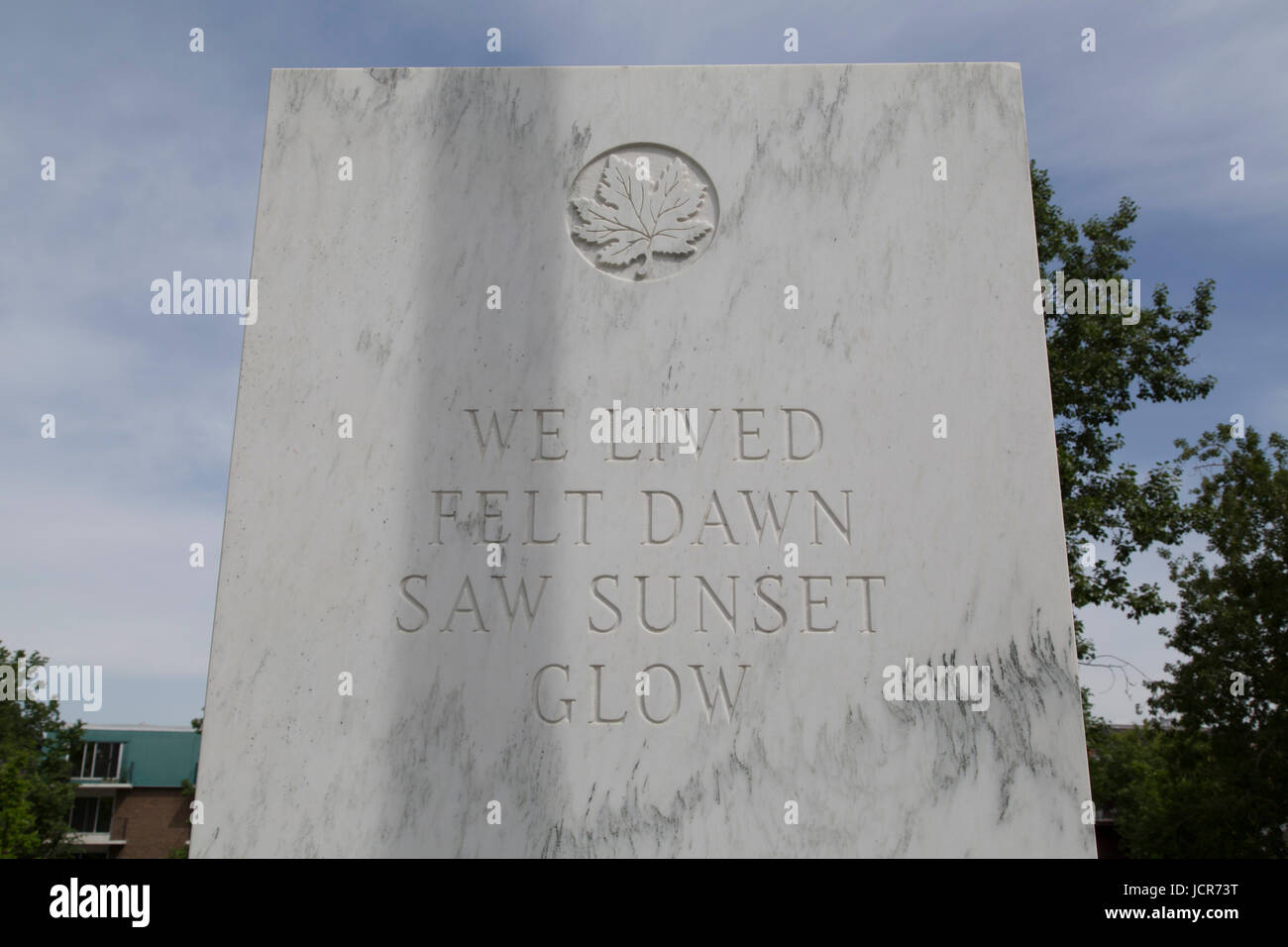 War memorial in Calgary, Canada. The memorial stands on Memorial Drive ...