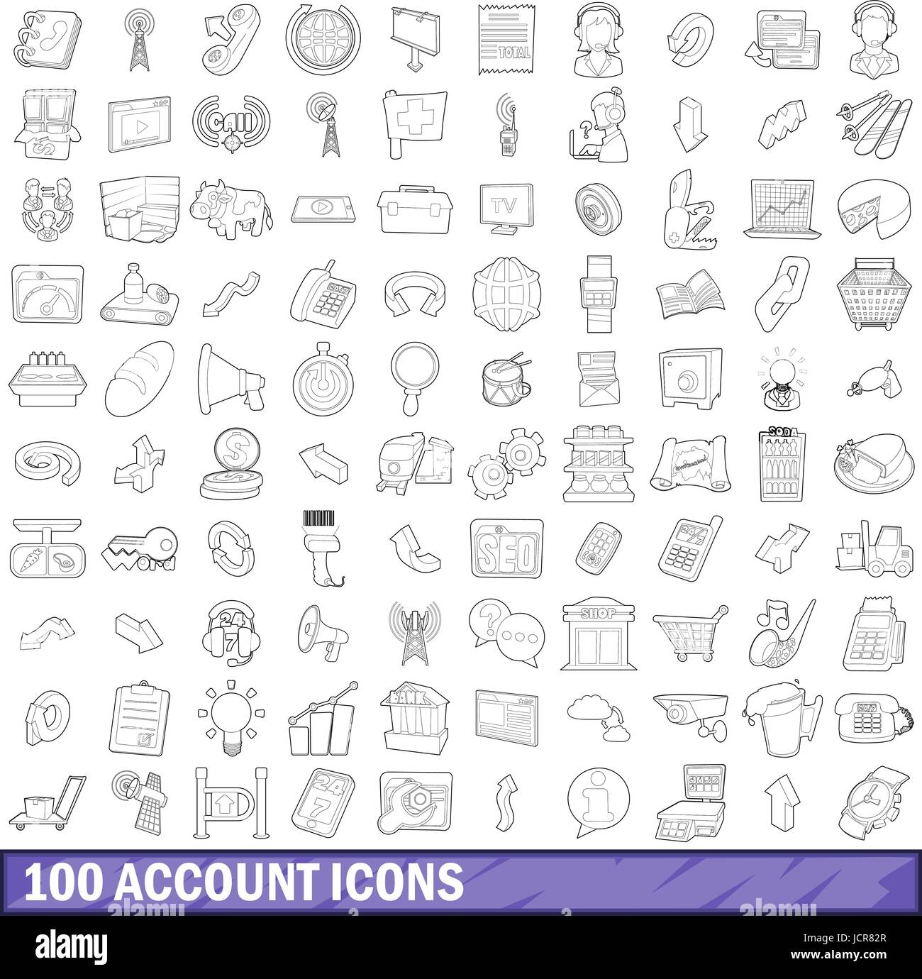 100 account icons set, outline style Stock Vector Image & Art - Alamy
