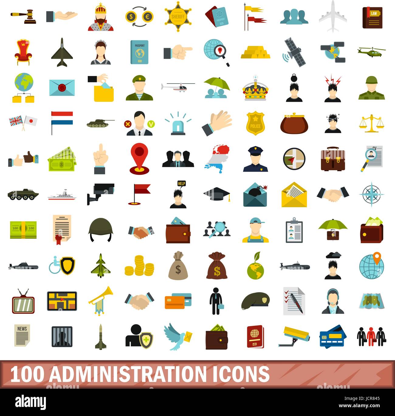 100 administration icons set, flat style Stock Vector Image & Art - Alamy