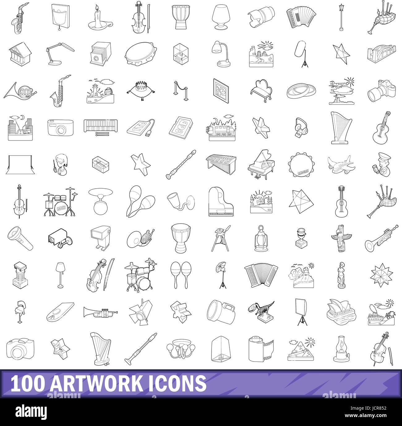 100 artwork icons set, outline style Stock Vector Image & Art - Alamy