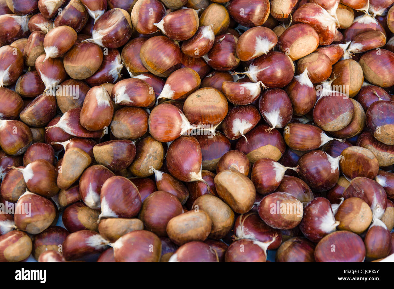 Chestnuts on display at the local farmers market Stock Photo - Alamy