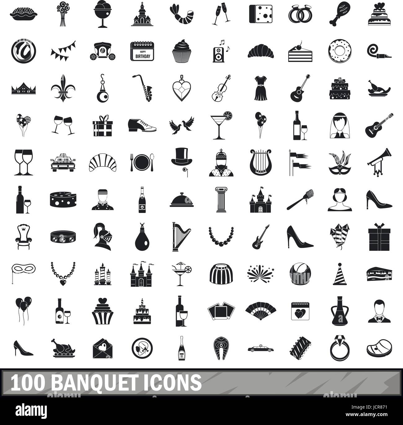 100 banquet icons set, simple style Stock Vector Image & Art - Alamy