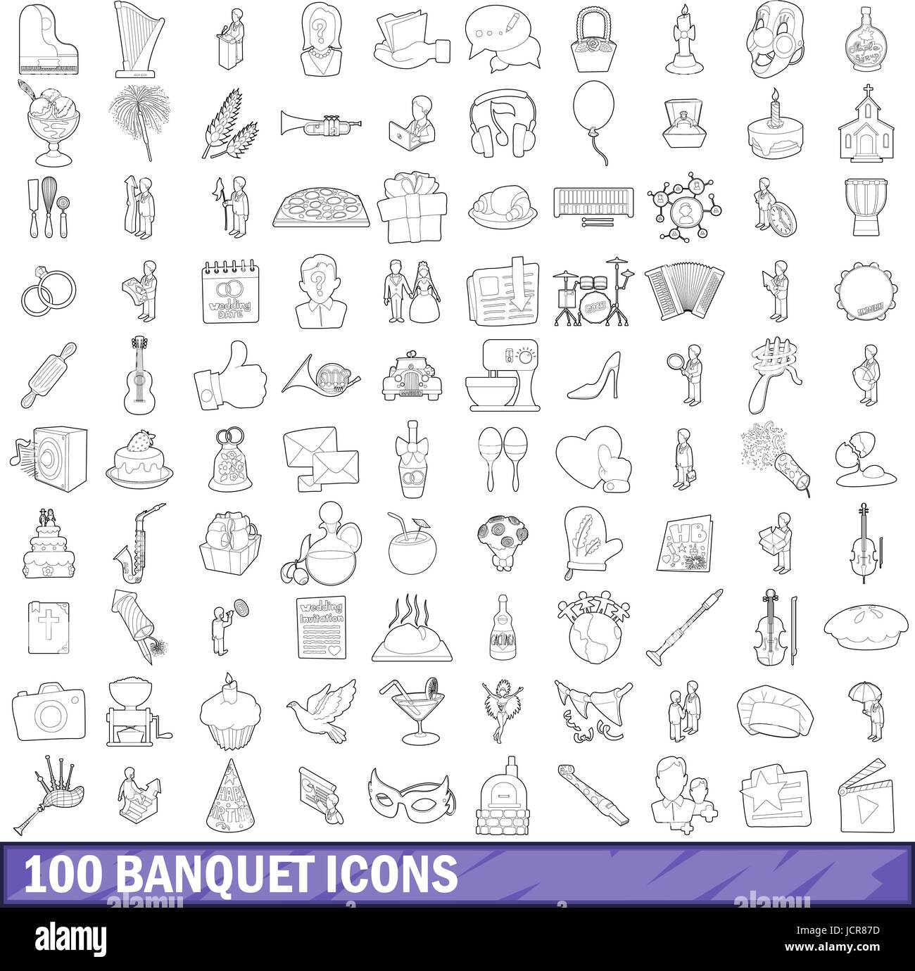 100 banquet icons set, outline style Stock Vector Image & Art - Alamy