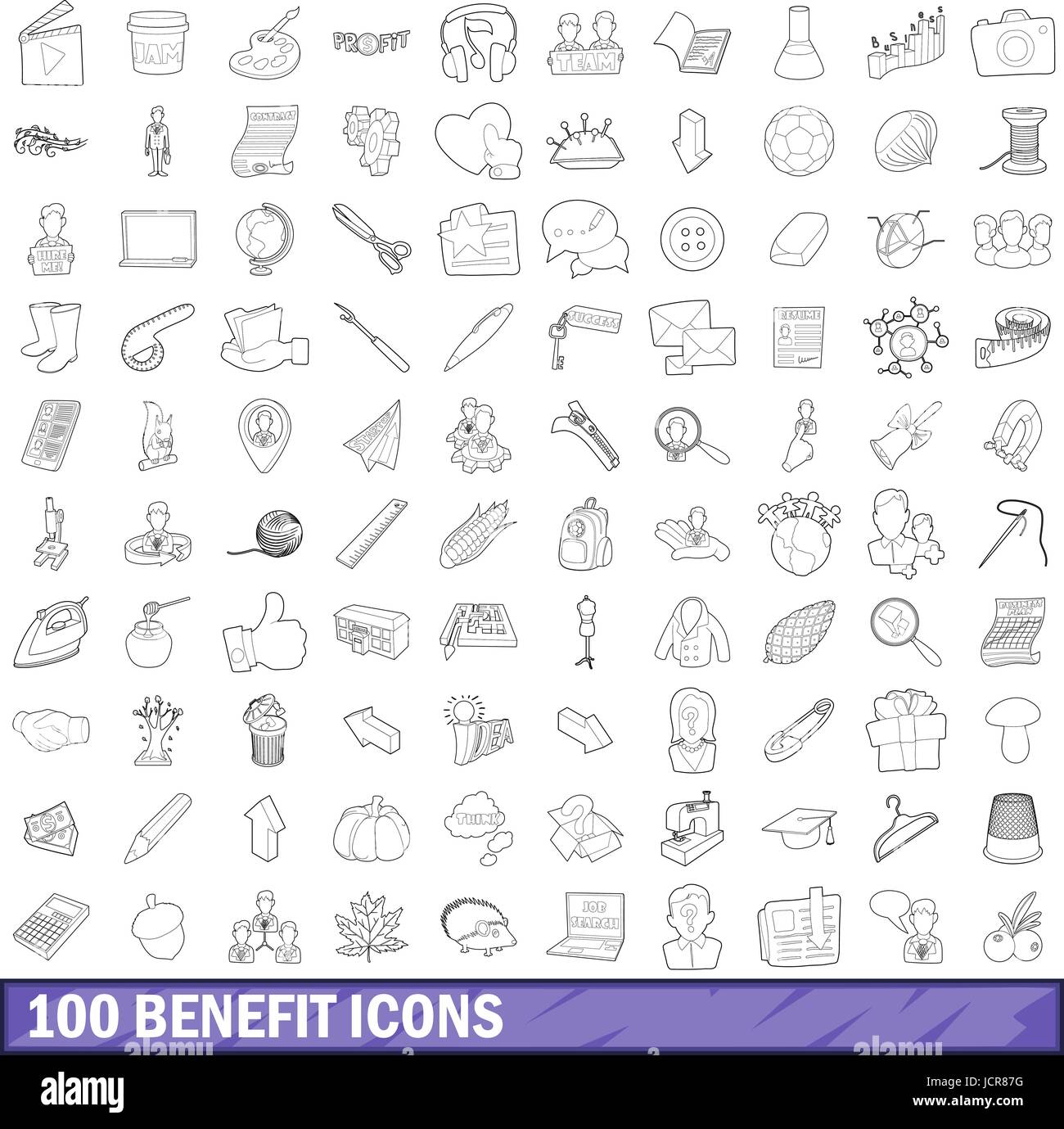 100 benefit icons set, outline style Stock Vector Image & Art - Alamy